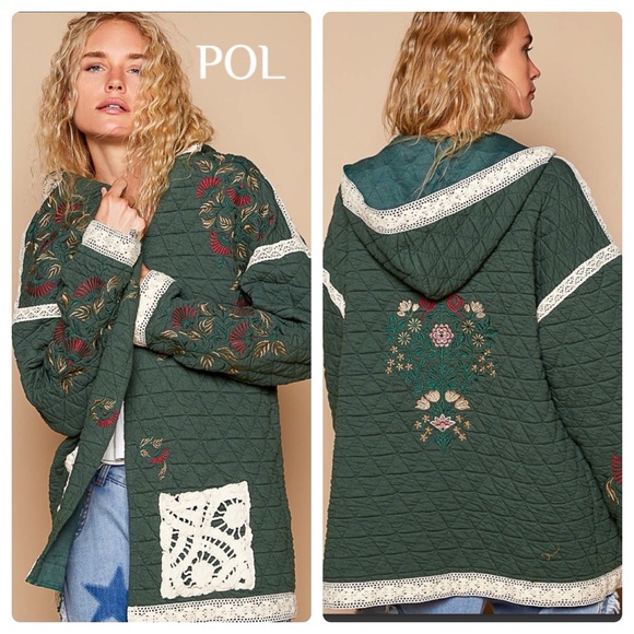 POL | Jackets & Coats | New 5 Start No 67 Pol Green Quilted Embroidered ...